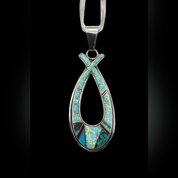 Navajo | Jewelry | Navajo Sterling Liquid Silver Turquoise Opal Multi ...